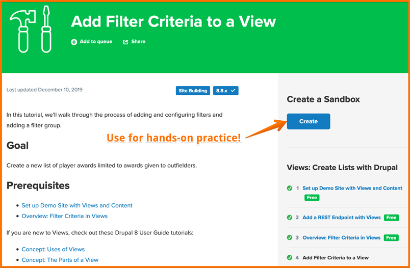 Sandboxes Now Available for Drupal Views Tutorials | Drupalize.Me