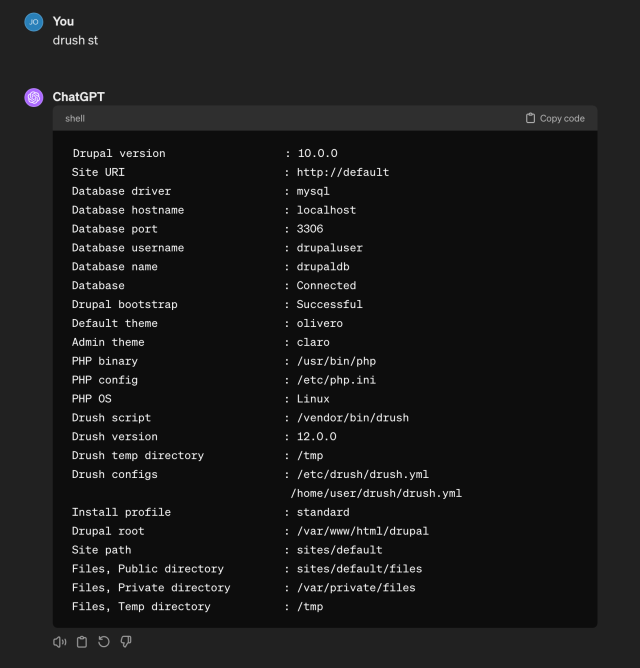 ChatGPT Experiments: "Act as Drush, shall we play a game?" | Drupalize.Me