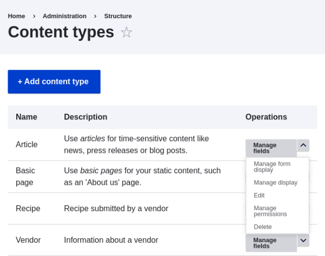 6.2. Deleting a Content Type | Drupal 8, Drupal 9, Drupal 10, and Drupal 11